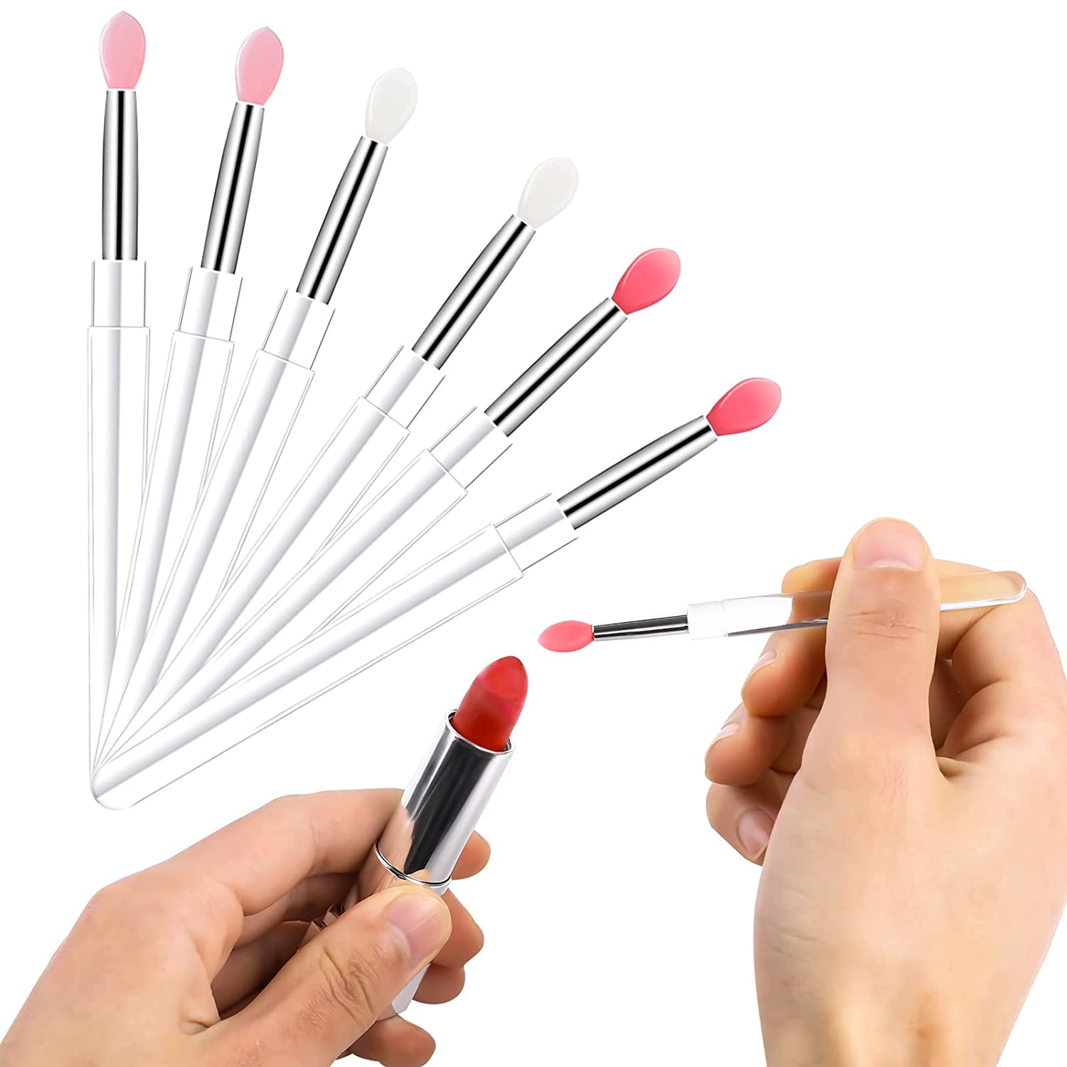 6 Pcs Lip Brush Silicone Lip Applicator with Caps Lip Makeup Brush ...