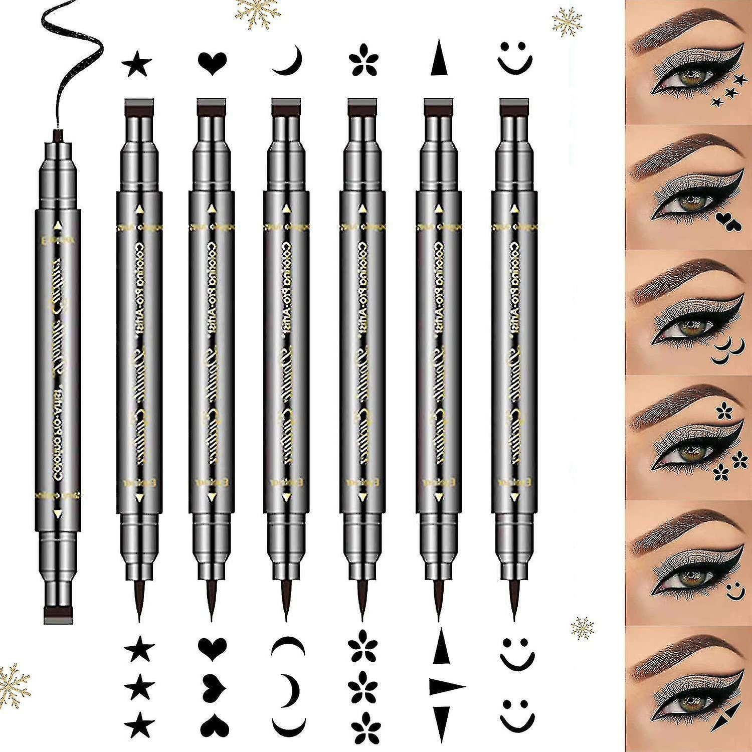6 Pcs Liquid Eyeliner Set,double-side Eyeliner Stamp Pen Eyeliner ...