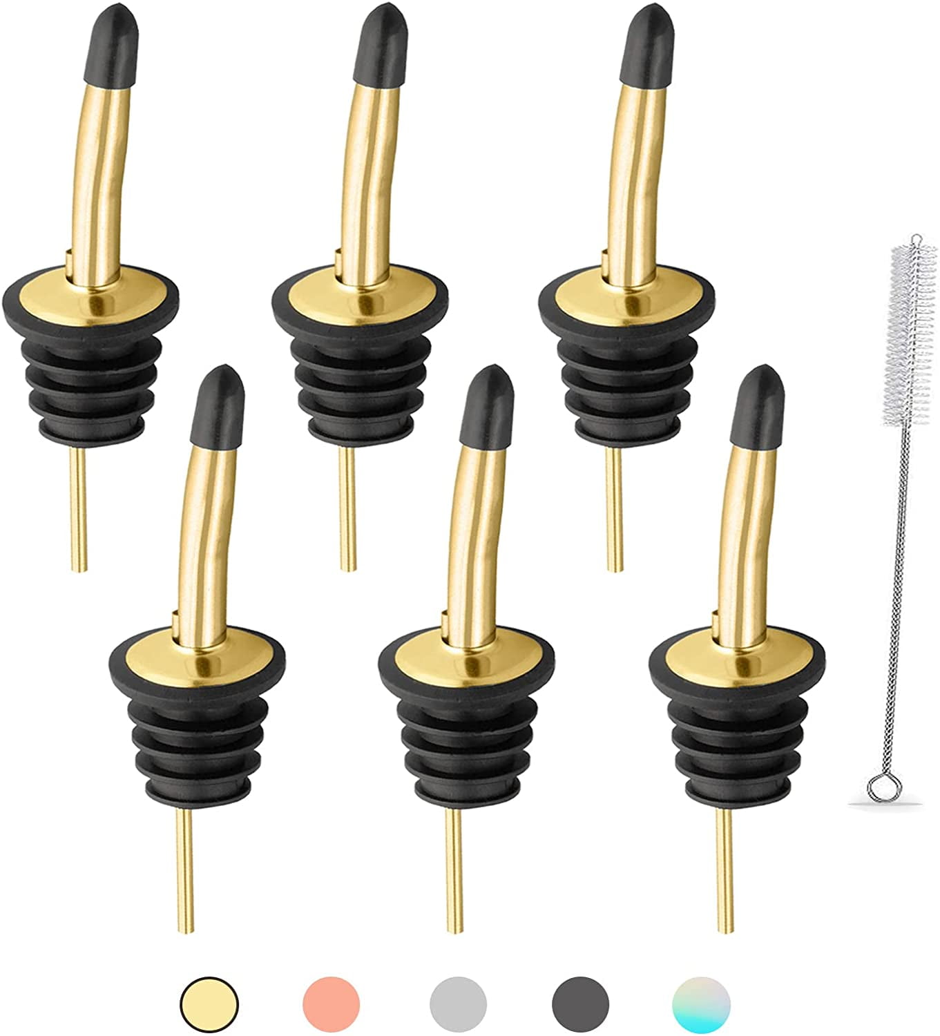 6 Pcs Liquor Pour Spouts Set, Stainless Steel Liquor Bottle Pourers ...