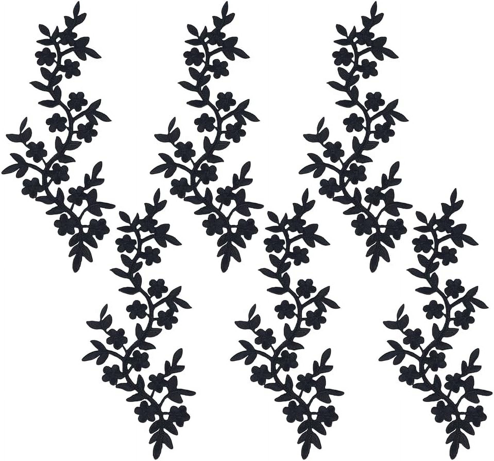 6 Pcs Long Forest Leaves Vine Applique Patches 10.6x4.1inch Black ...
