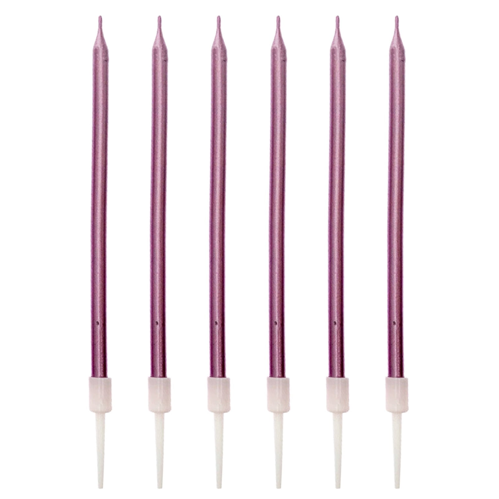 6 Pcs Long Thin Metallic Birthday Candles, Cake Candles, Happy Birthday ...