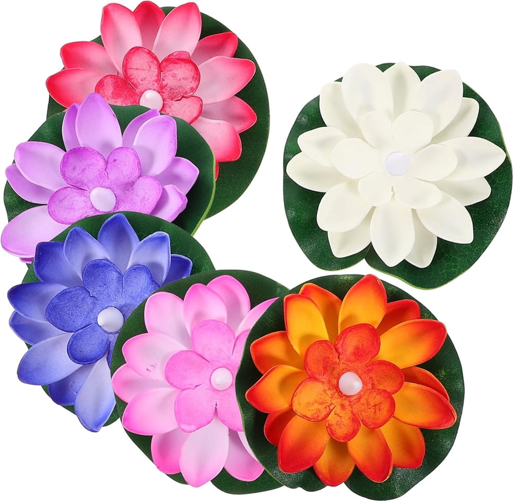 6 Pcs Lotus Decorations Lights for Home,LED Floating Pool Lights ...
