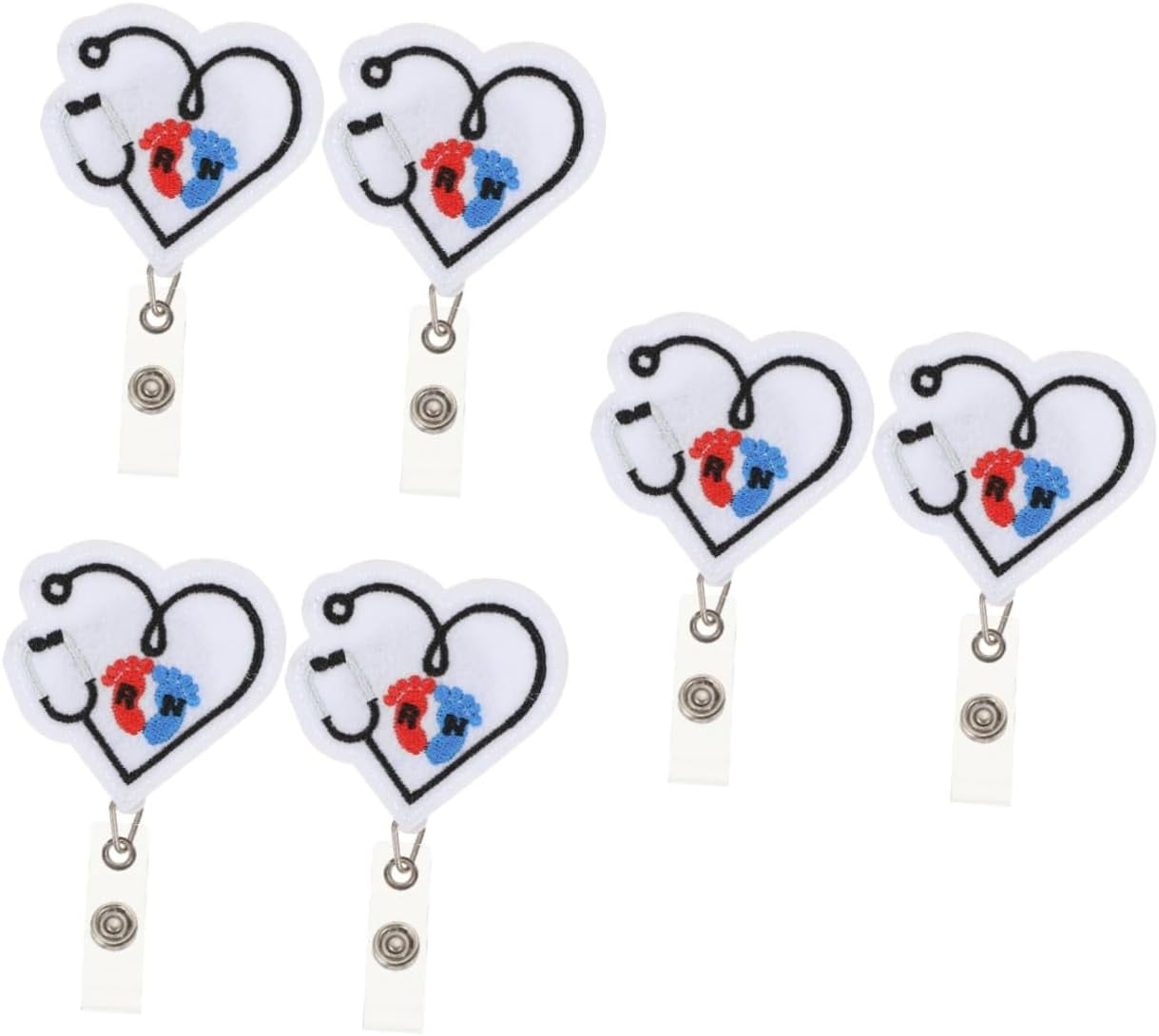 6 Pcs Love Easy Pull Button Id Badge Holders Retractable Badge Clip ...