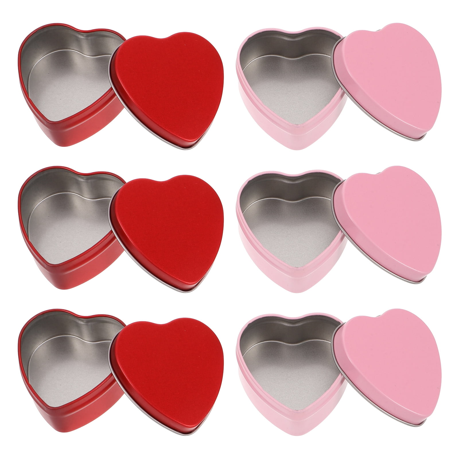 6 Pcs Love Heart Candy Jar Decor Craft Valentines Day Boxes Candle Jars ...