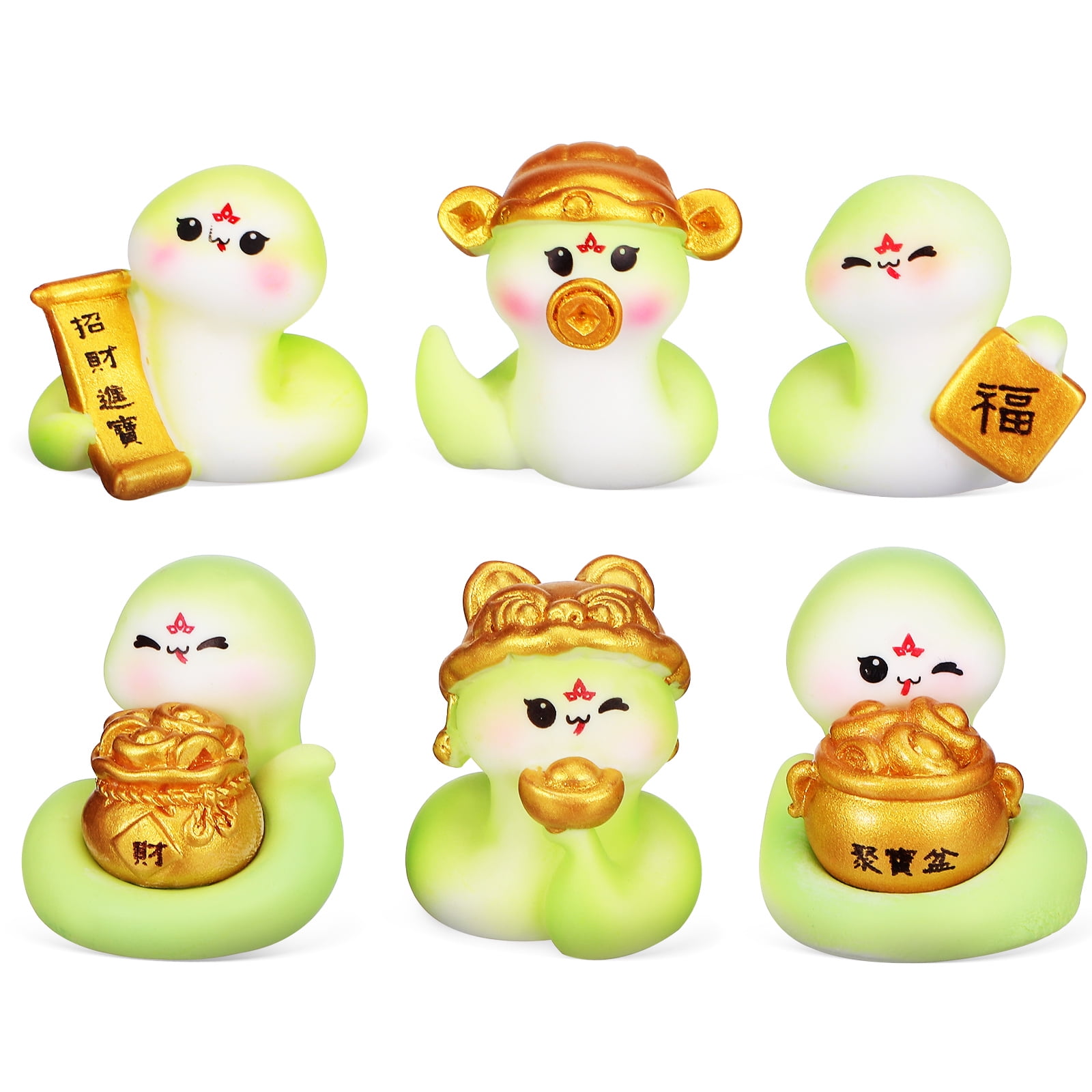 6 Pcs Lucky Snake Ornaments Toy Shelf Decors Decorate Light Green Resin ...