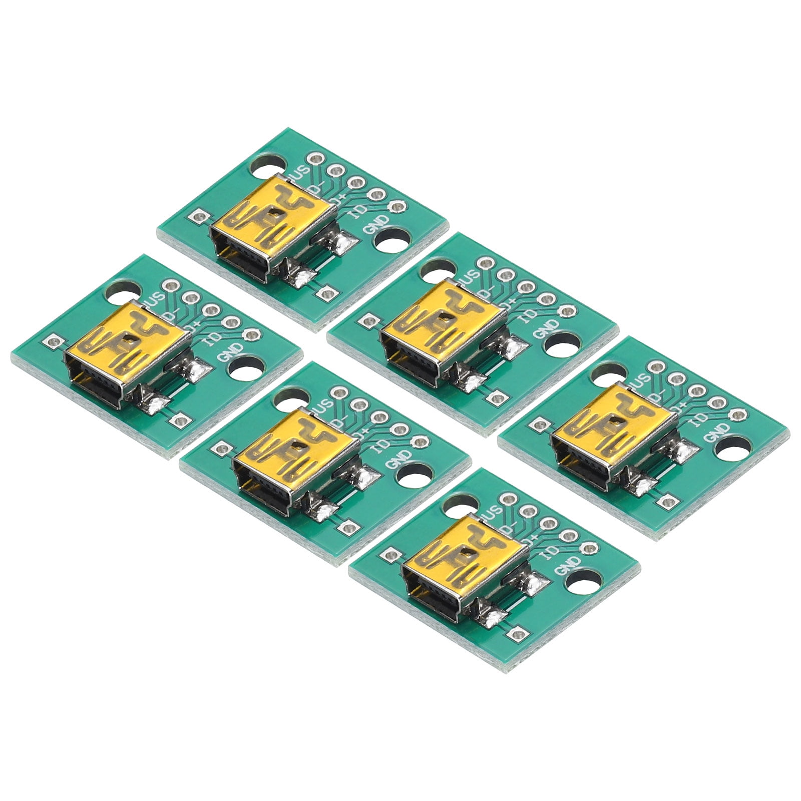 6 Pcs MINI USB to DIP Female 5Pin 2.54mm Pitch Soldered PCB Adapter ...