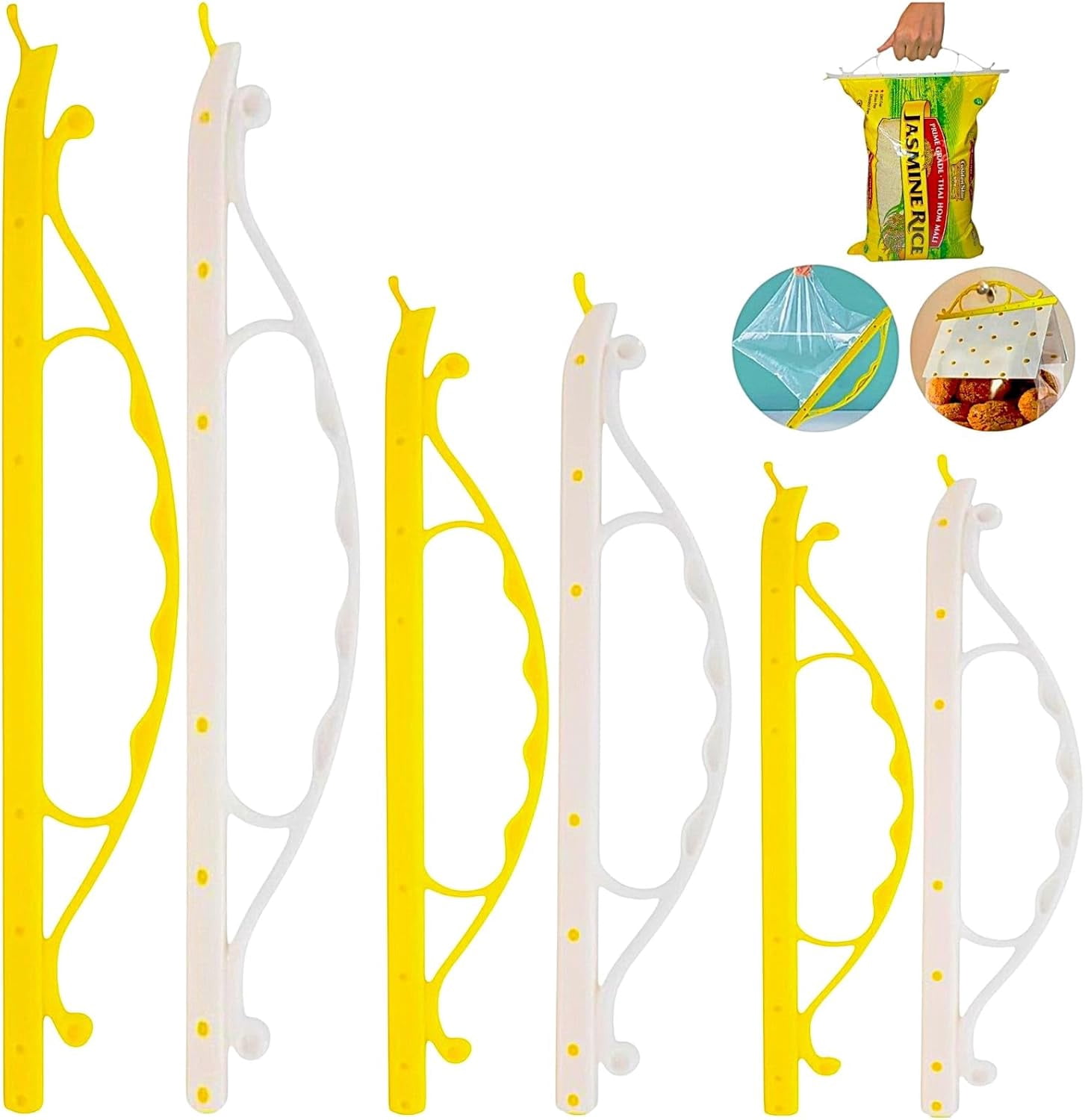 6 Pcs Magic Bag Sealer Stick with handle, Durable Reusable Food Clip ...