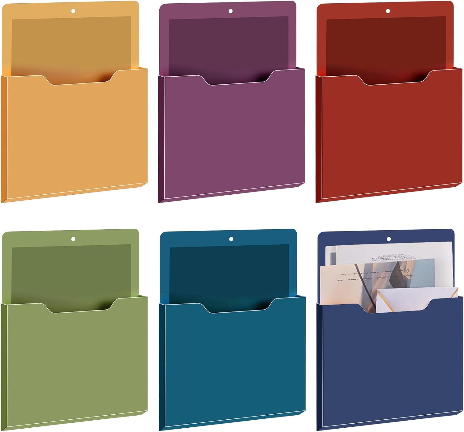 6 Pcs Magnetic Wall File Organizer Magnetic Wall File Holder ...