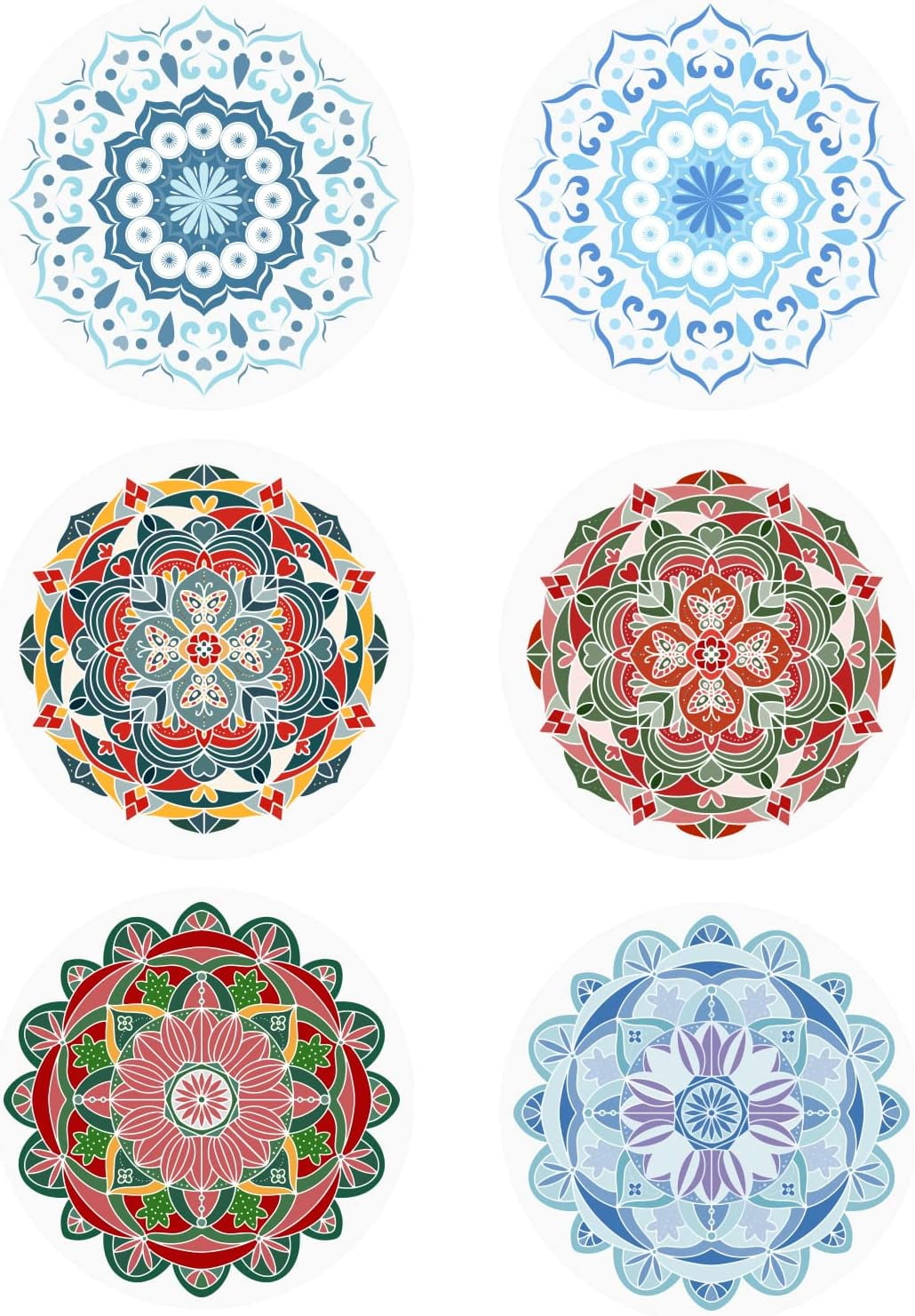 6 Pcs Mandala Flowers Window Decals Colorful Static Window Stickers ...