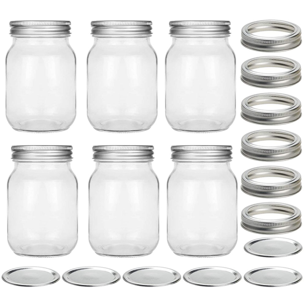 6 Pcs Mason Jar Airtight Jar Jam Portable Food Container Salad Jars ...