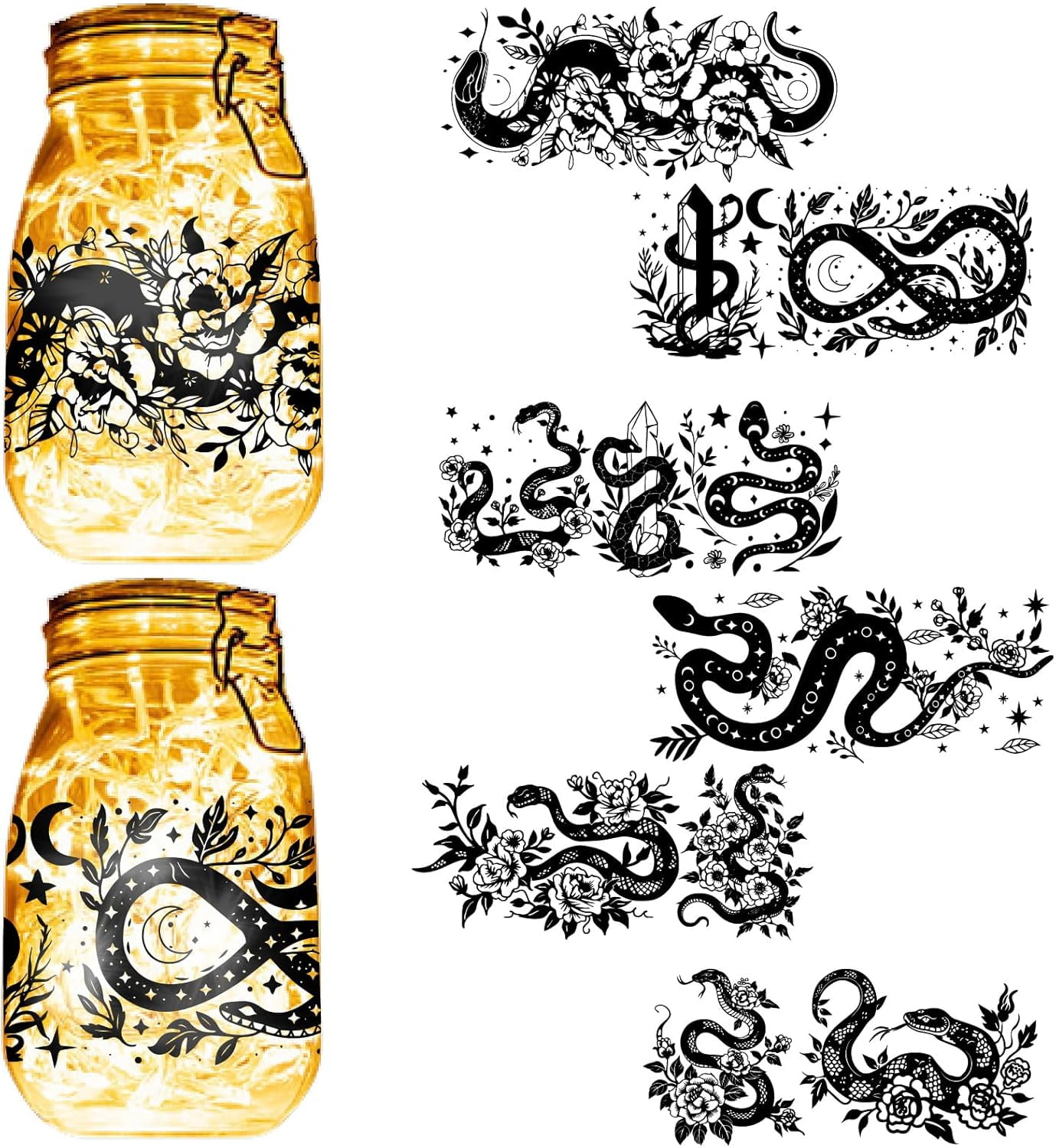 6 Pcs Mason Jar Decor Silhouettes Decals Scrapbooking Sticker Cardboard ...