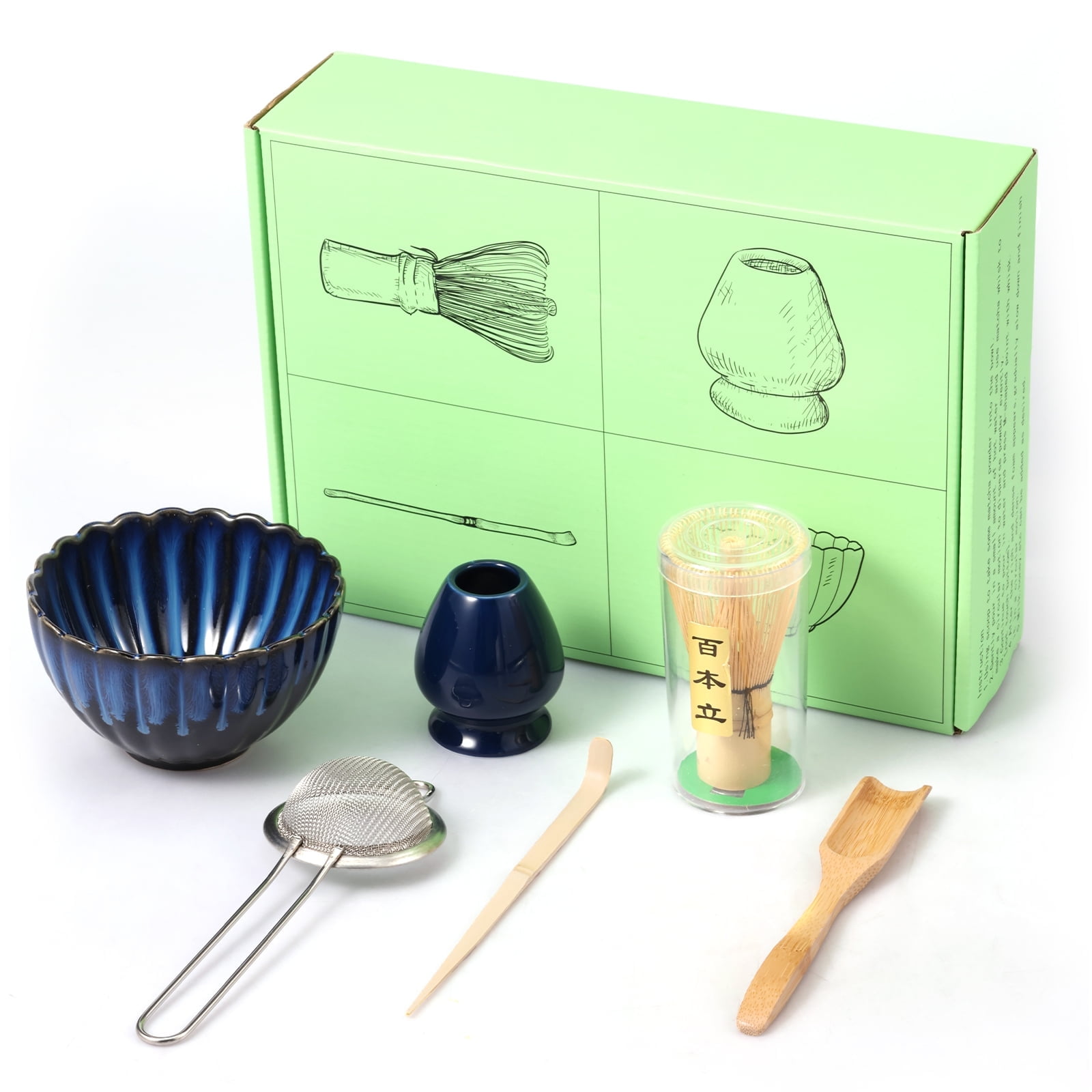 6 Pcs Matcha Kit Elegant Matcha Tea Set with Whisk Bowl Whisk Holder ...