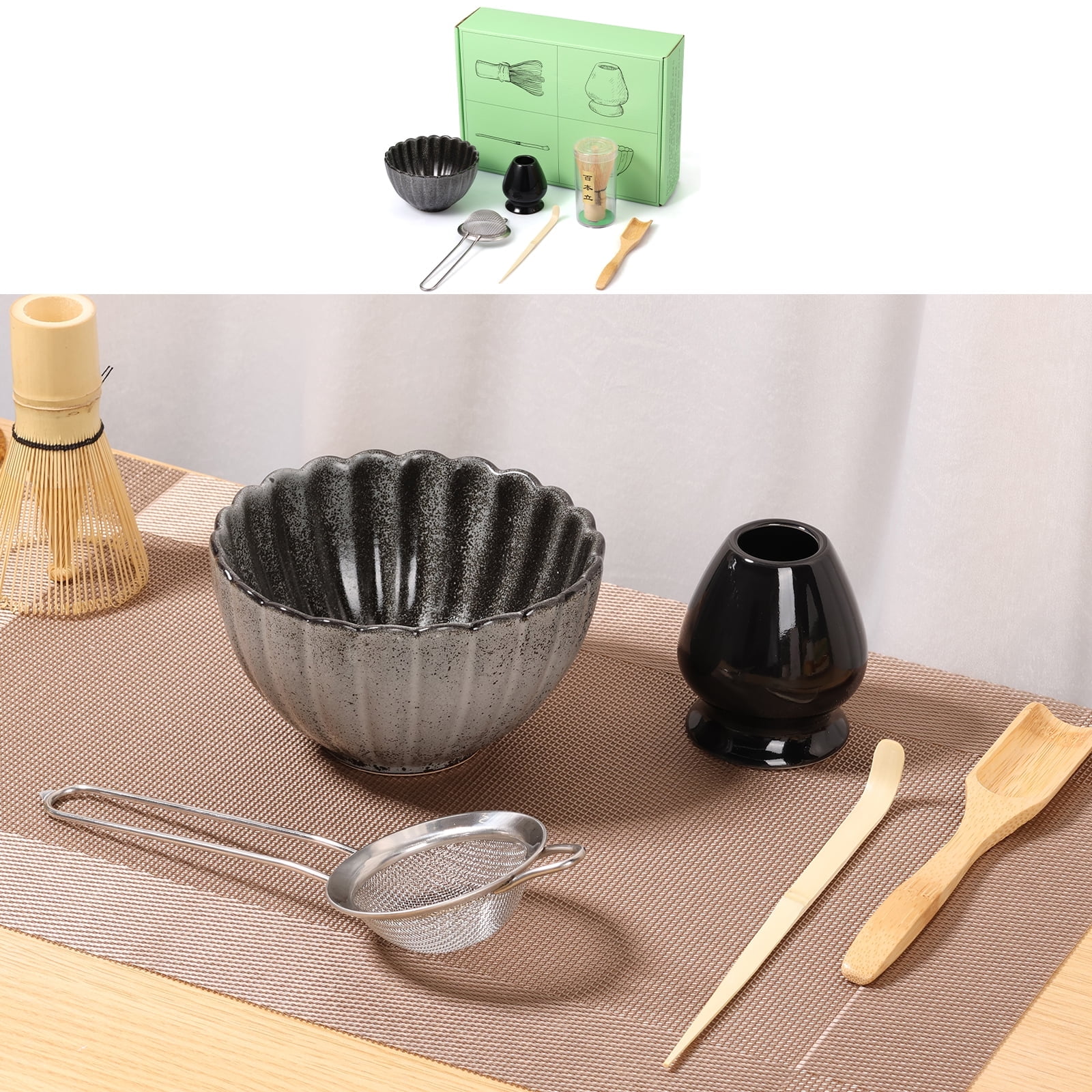 6 Pcs Matcha Kit Elegant Matcha Tea Set with Whisk Bowl Whisk Holder ...