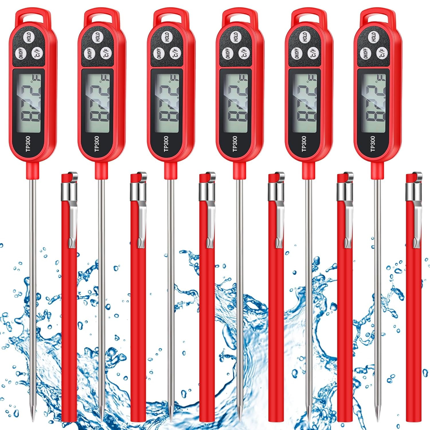 6 Pcs Meat Thermometer Food with Probe Water Liquid Instant Read ...