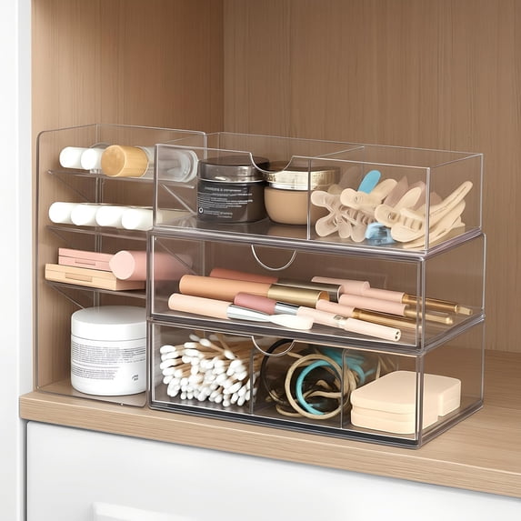 6 Pcs Medicine Cabinet Organizer Acrylic Stackable Clear Makeup ...