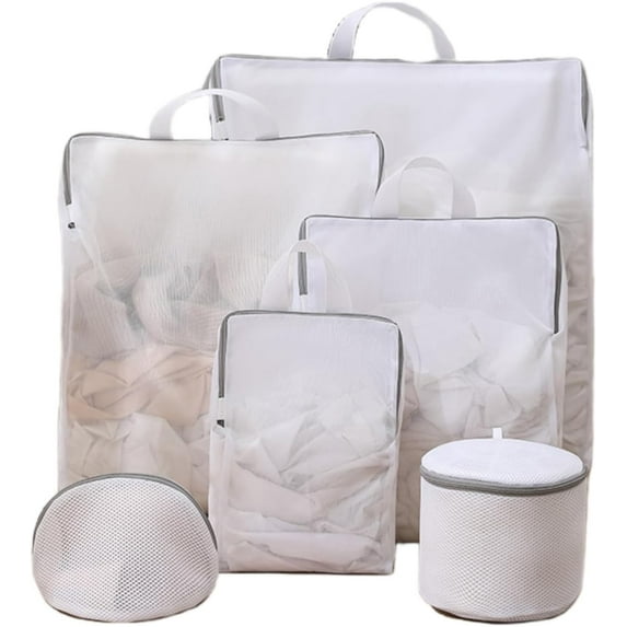 6 Pcs Mesh Laundry Bags, Delicates Washing Bags with Zipper, Large ...