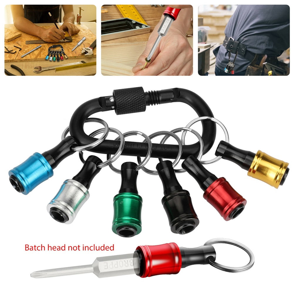 6 Pcs Metal 1/4" Hex Shank Quick Release Keychain Screwdriver Drill Bit ...
