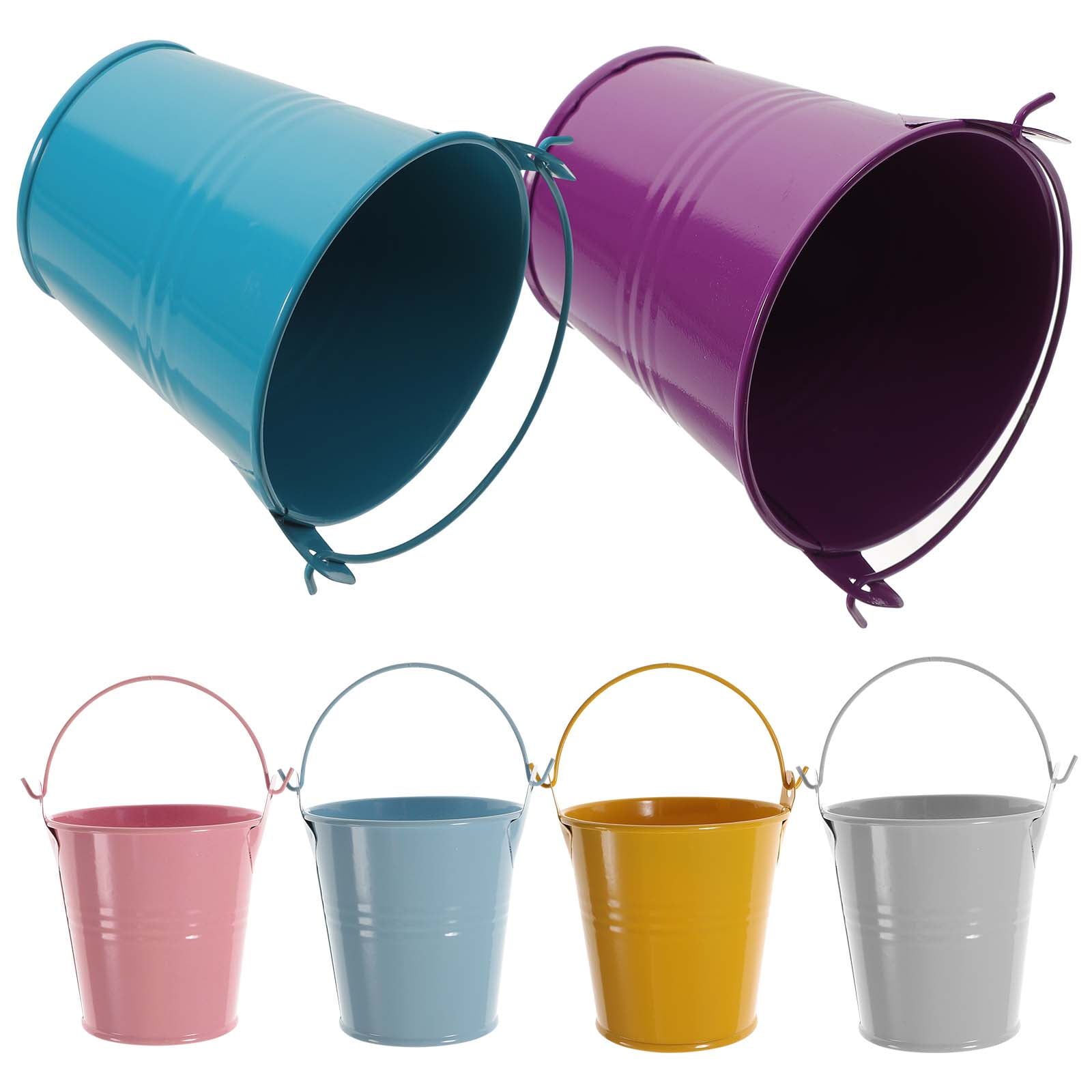 6 Pcs Metal Buckets for Party Mini Easter Baskets with Handles Popcorn ...