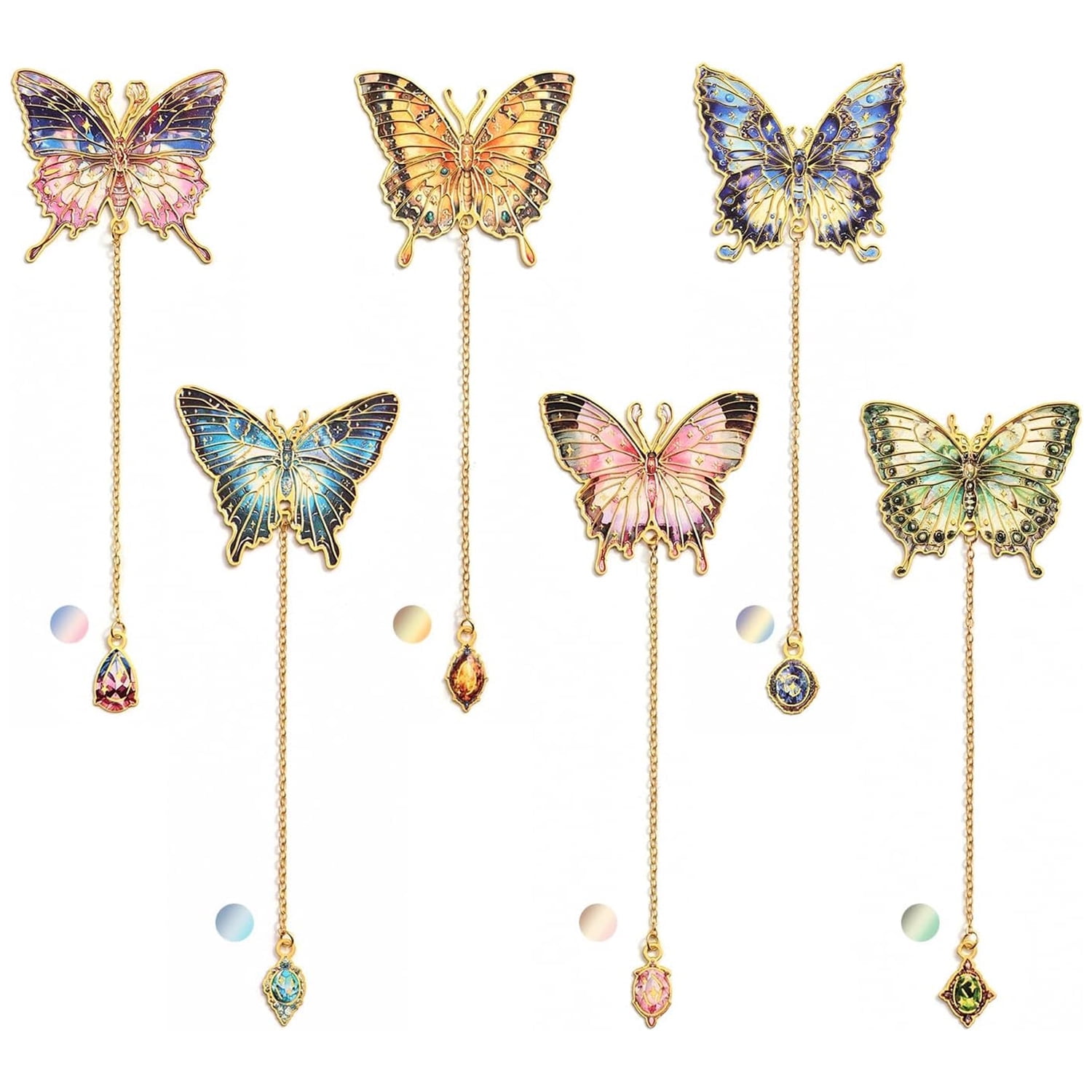 6 Pcs Metal Butterfly Bookmarks with Chain, Golden Hollow Bookmark for ...