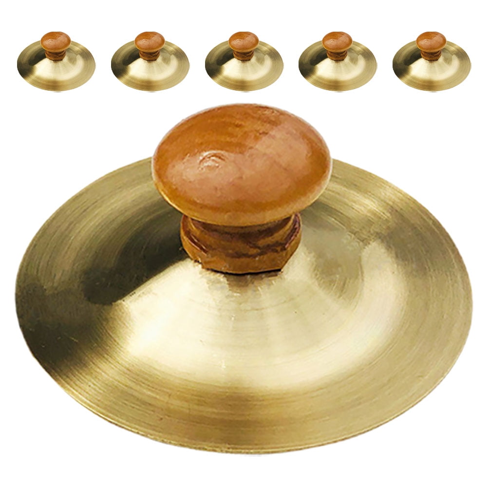 6 Pcs Metal Finger Cymbals With Wooden Handles Kids Music Instrument ...