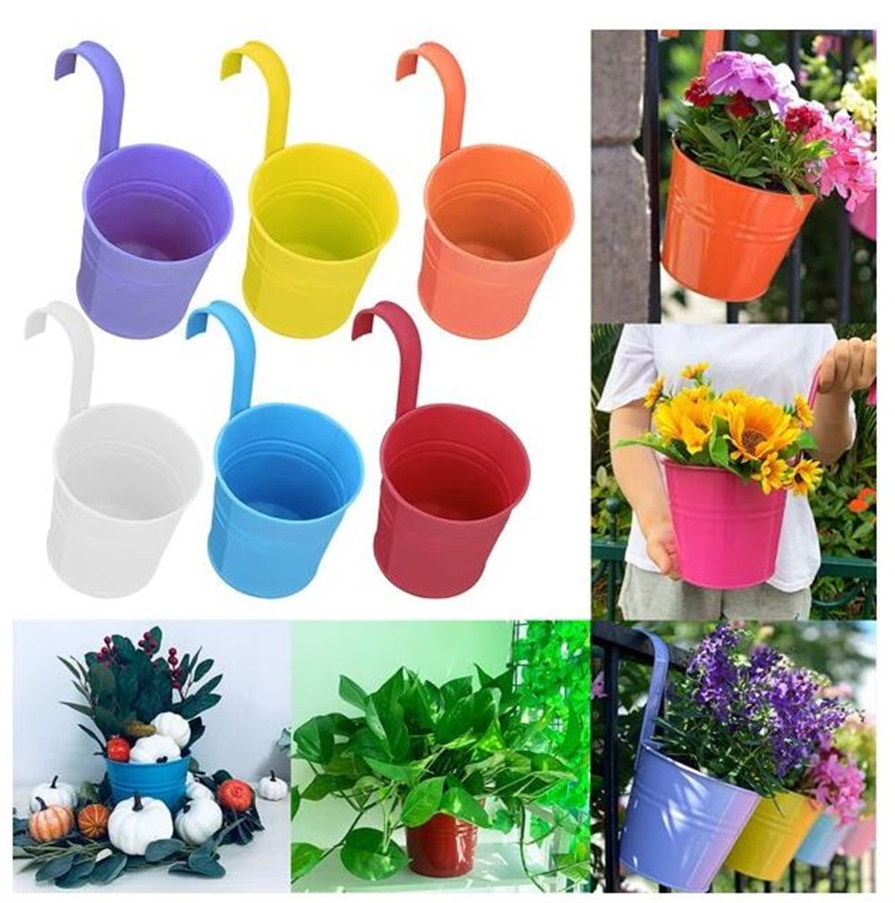 6 Pcs Metal Hanging Plant Pots,Topboutique Hanging Flower Pot With ...