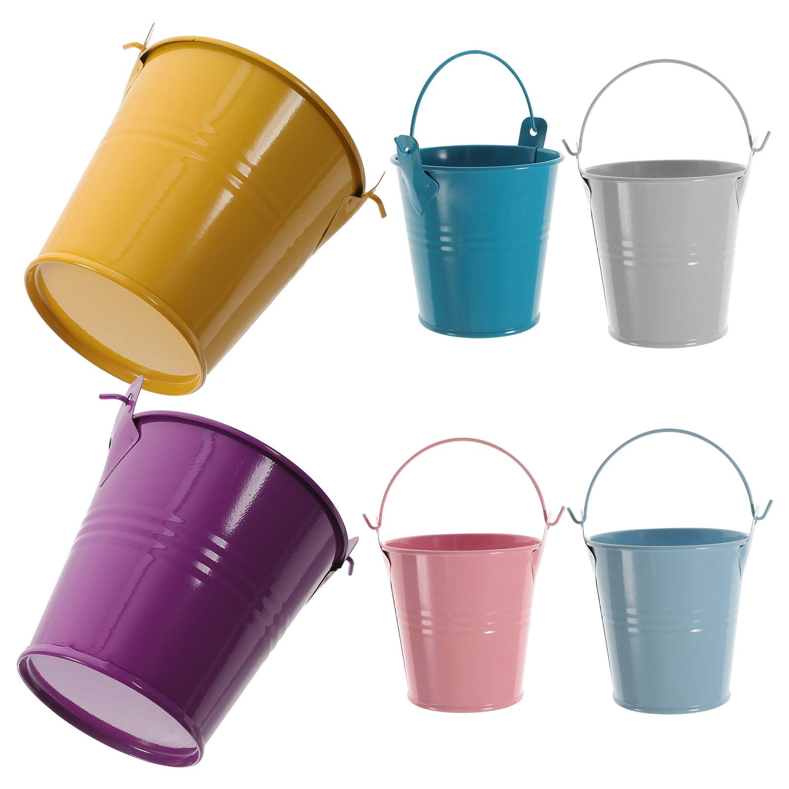 6 Pcs Metal Pail with Lid Buckets for Party Popcorn Bowl Mini Basket ...