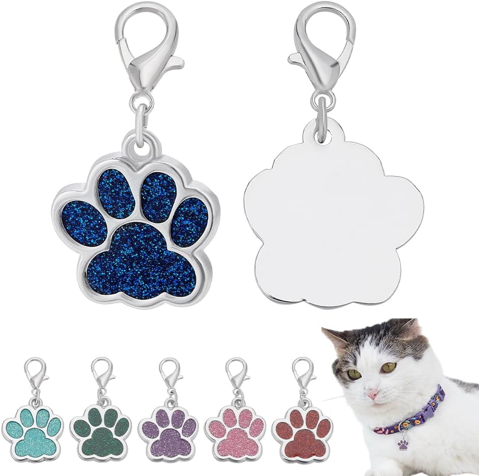 6 Pcs Metal Pet Tags Personalized Dog Tags Blank Paw Shape Pet ID Tags ...