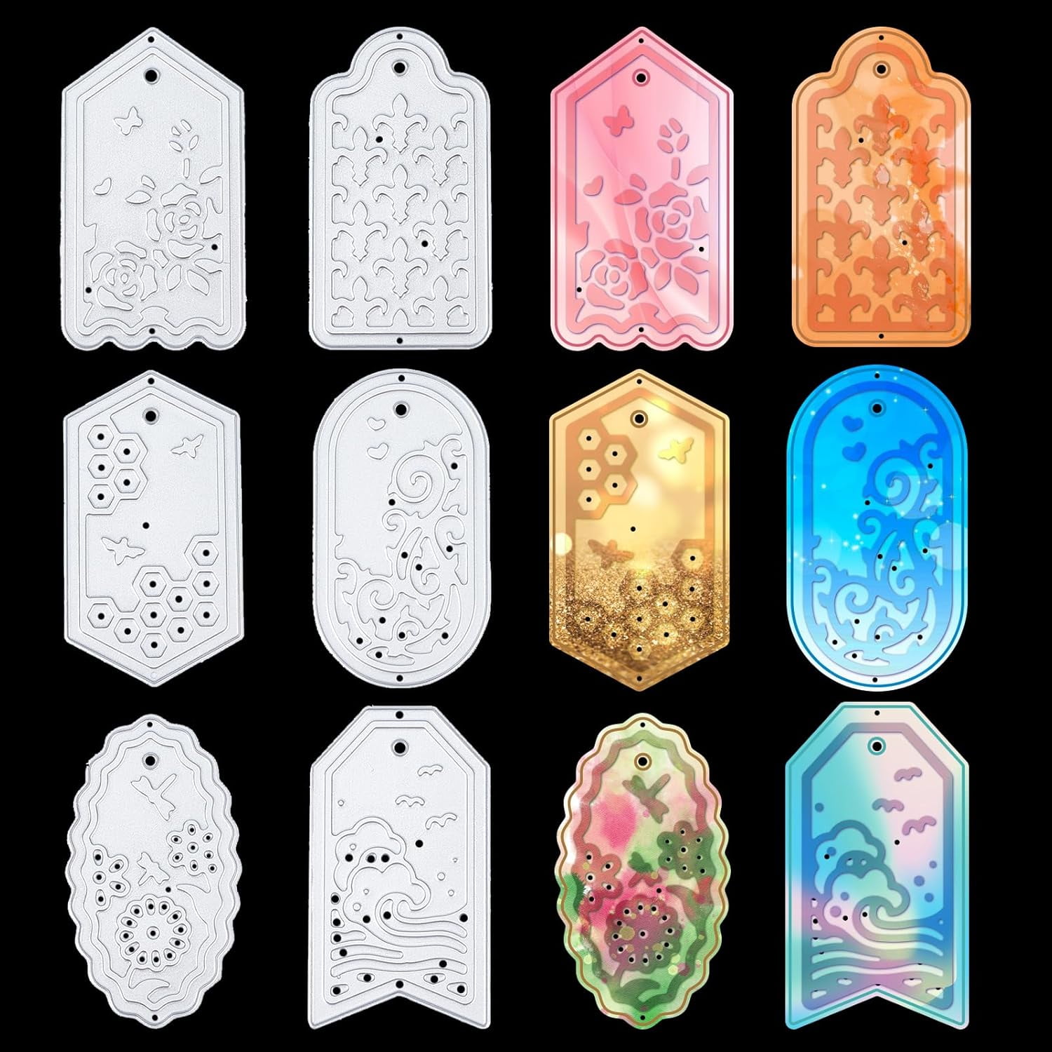 6 Pcs Metal Tag Cutting Dies and Embossing Folders Template for Tag ...