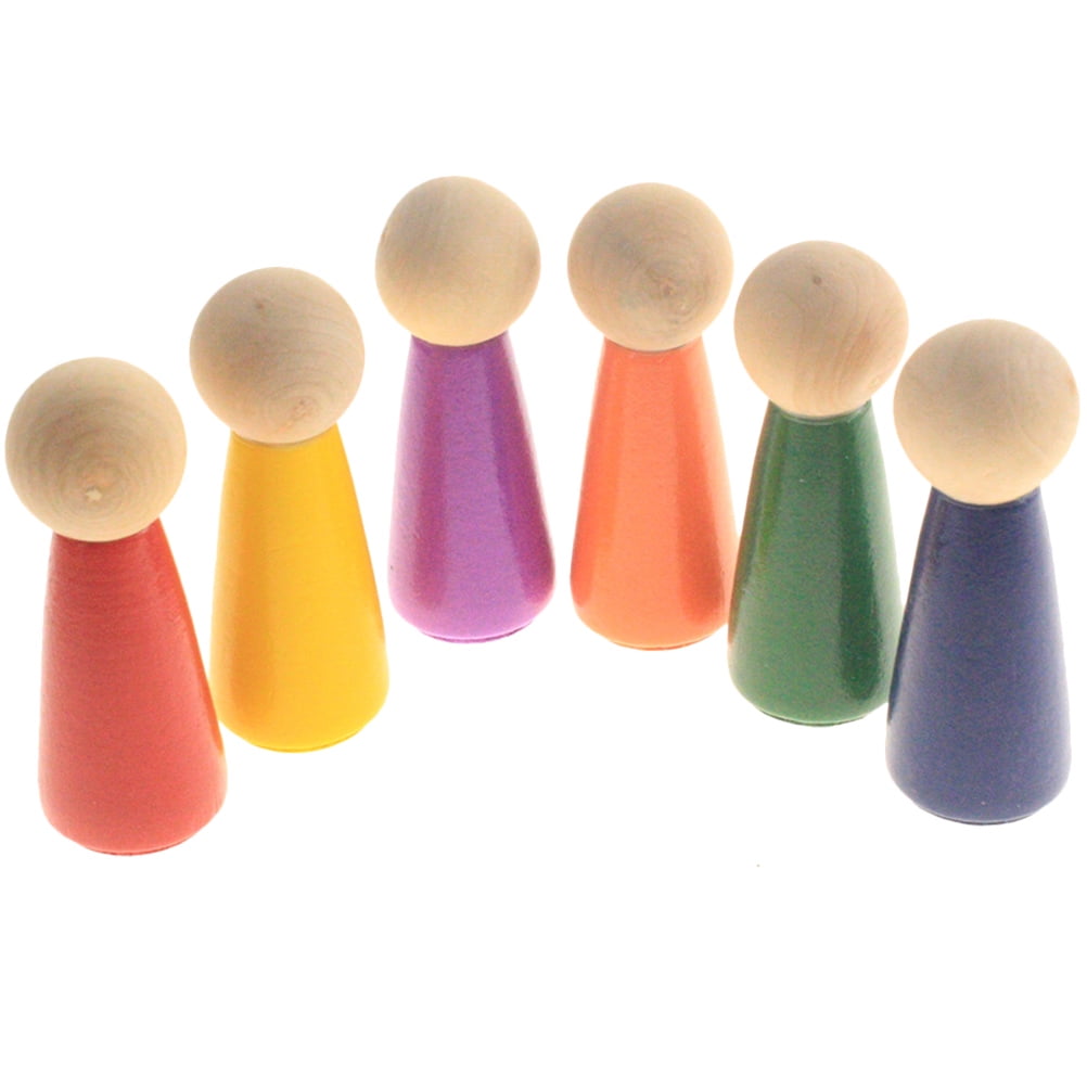 Hytrove 6Pcs Wooden Peg Dolls Unfinished Diy Drawing For Childrens Toys ...
