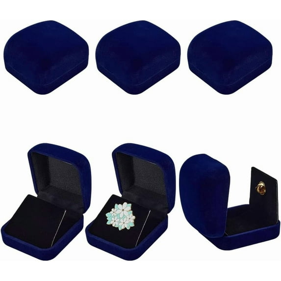 6 Pcs Midnight Blue Velvet Badge Package Box 30mm Single Lapel Badge ...