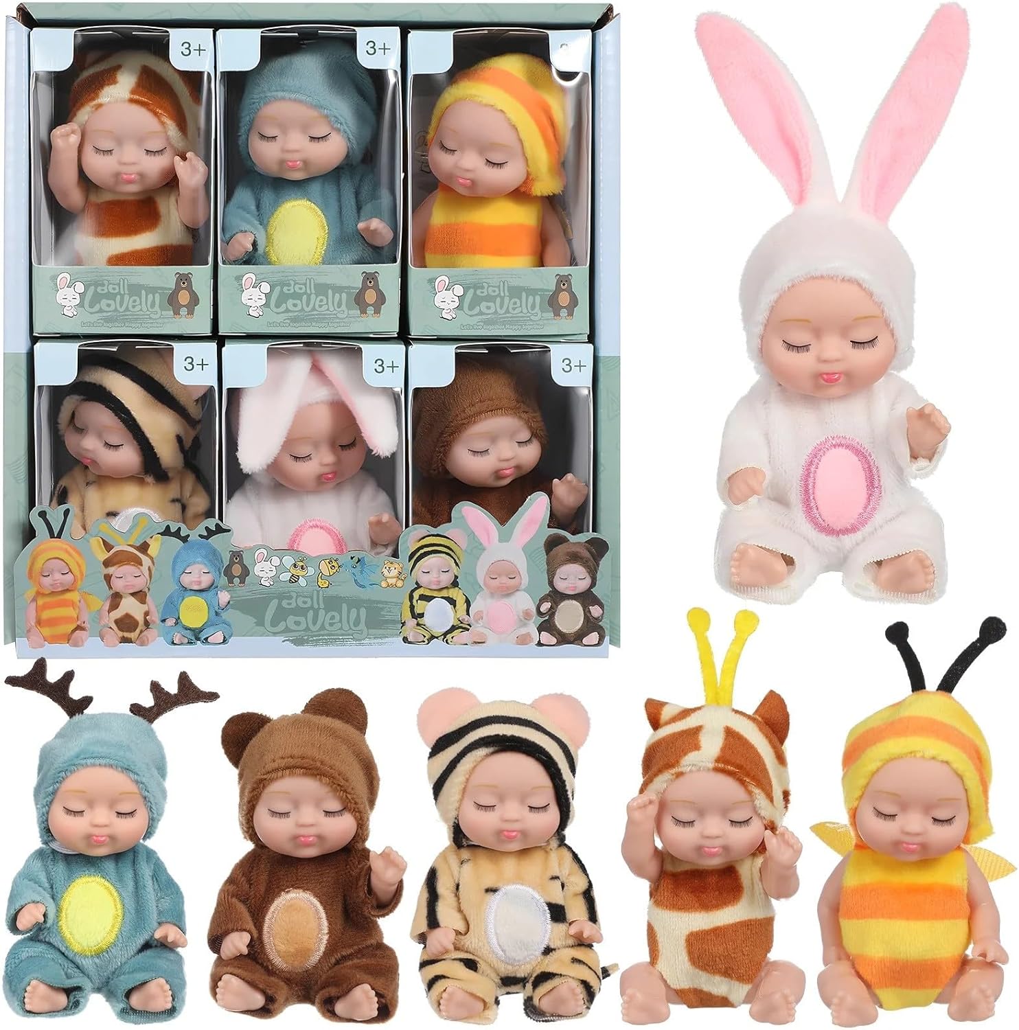 6 Pcs Mini Baby Dolls 4.5 Inch Lifelike Realistic Baby Toy Dolls Tiny ...