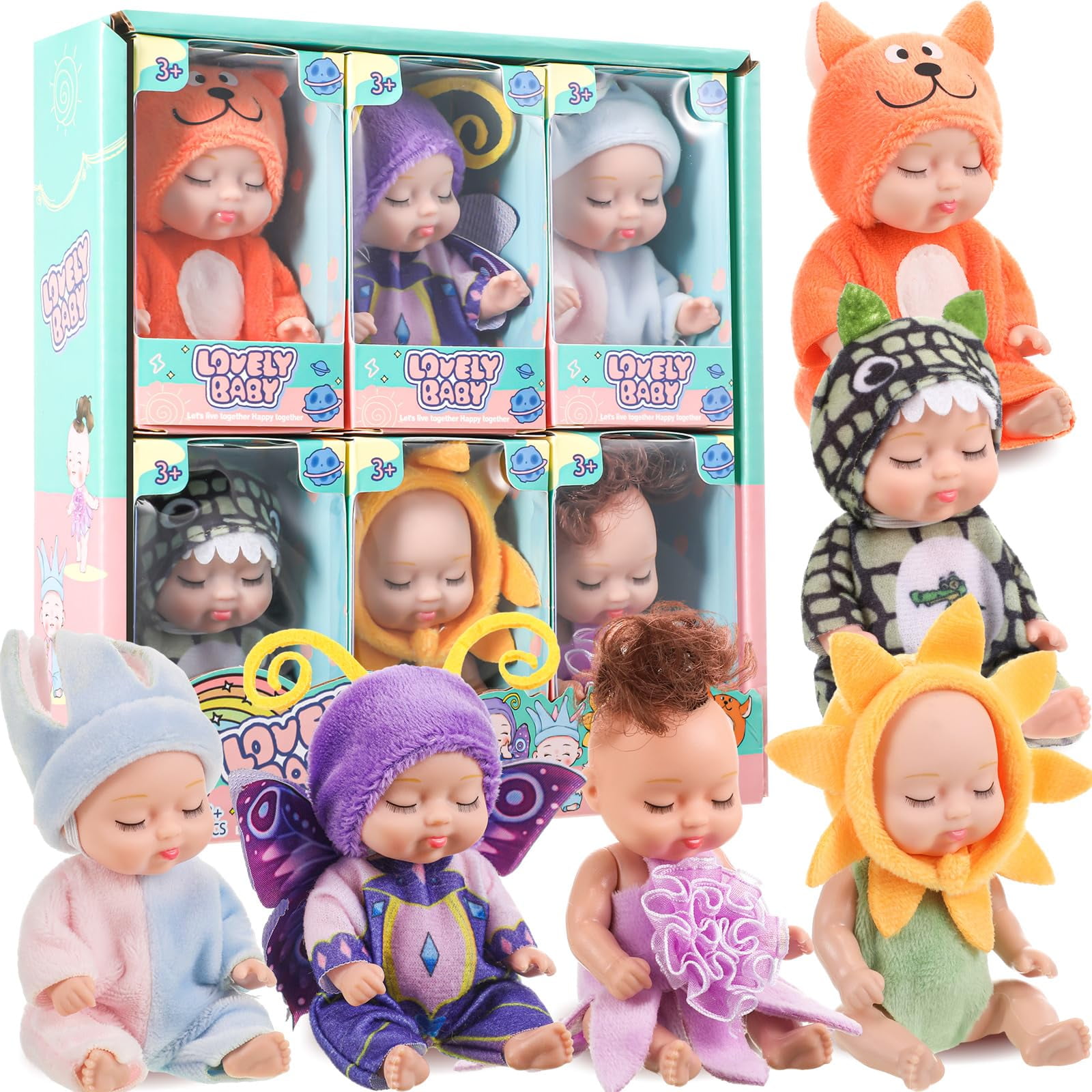 6 Pcs Mini Baby Dolls 4 Inch Lifelike Realistic Baby Dolls Mini Reborn ...