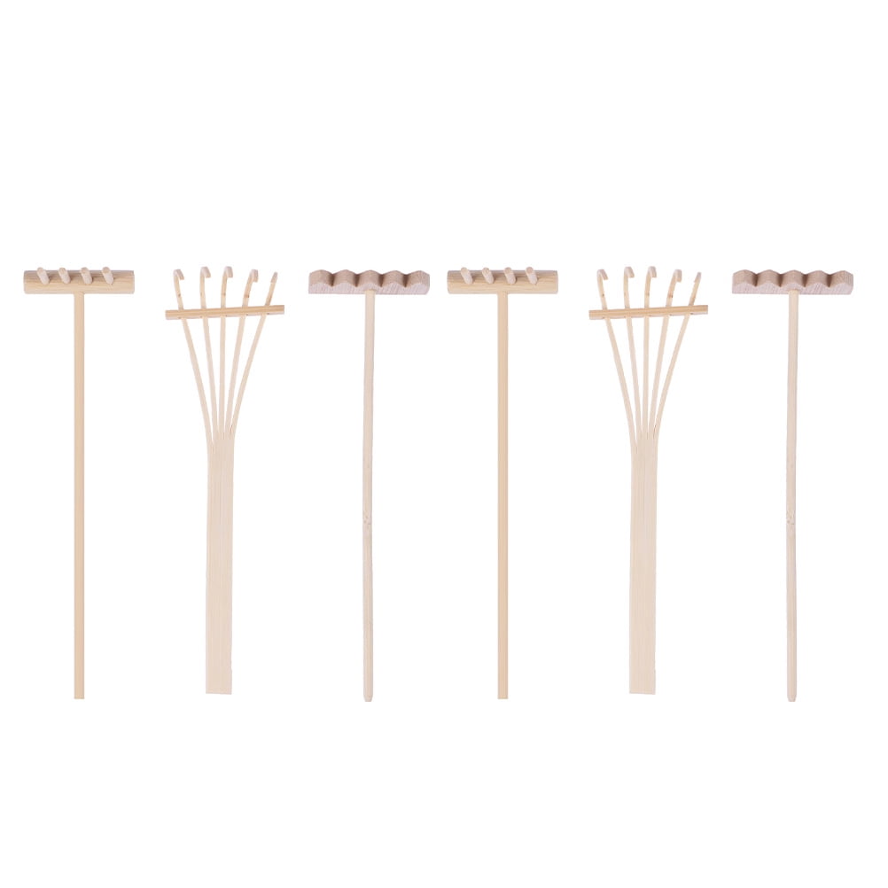 6 Pcs Mini Bamboo Rake Desktop Zen Garden Tool Sand Drawing Stylus ...