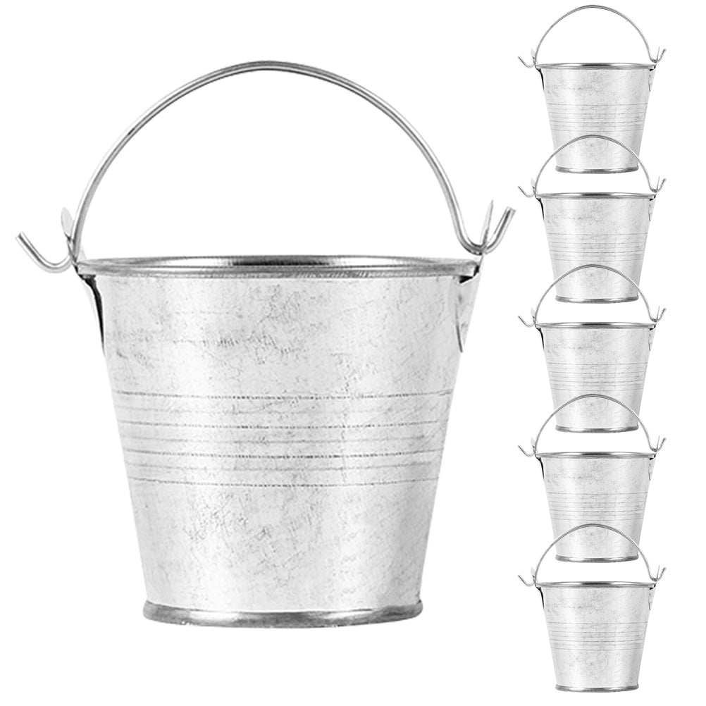 6pcs Small Metal Pails Mini Buckets with Handles Round Flower Pot Plant ...