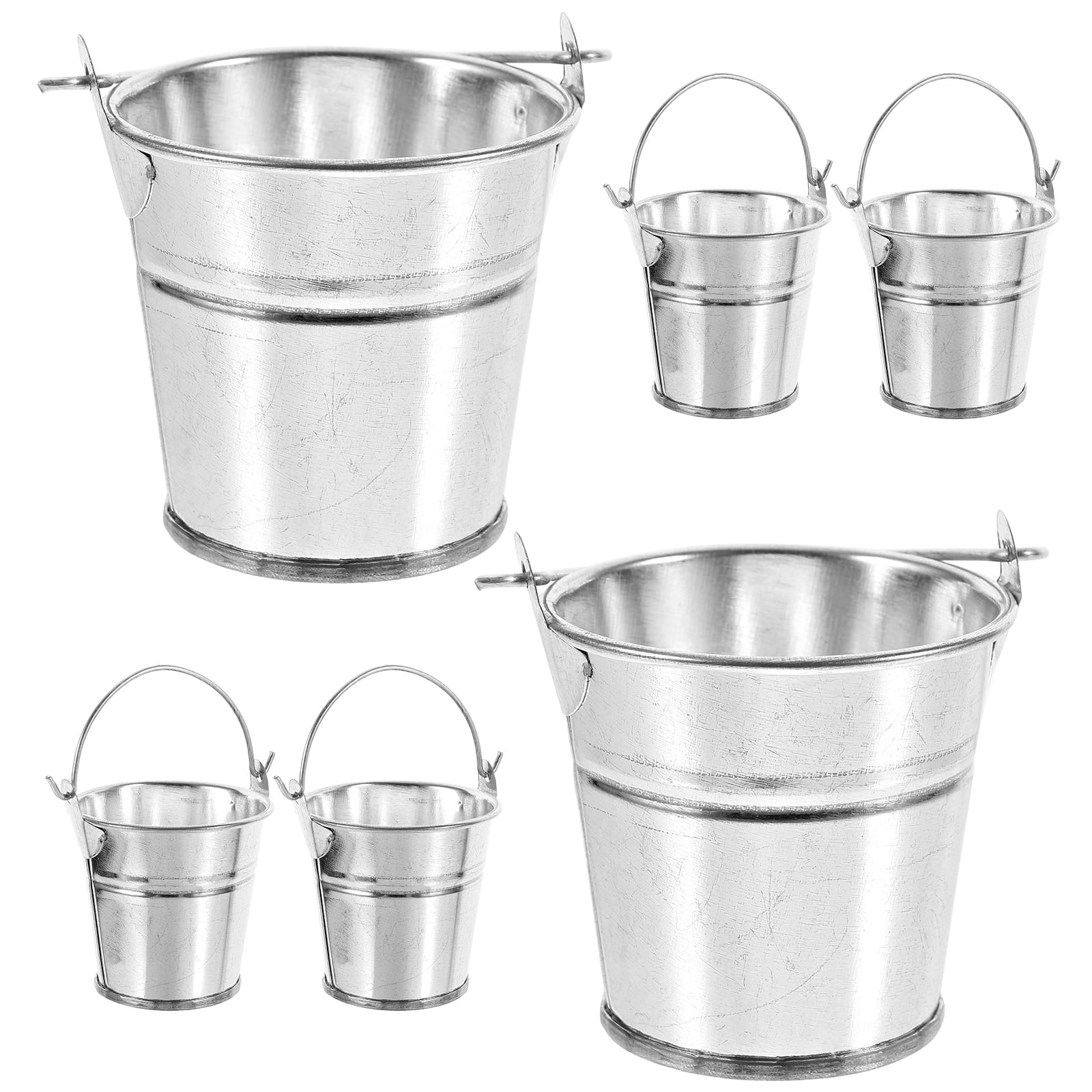 6 Pcs Mini Buckets Miniature House Accessory Galvanized Pots for Plants ...