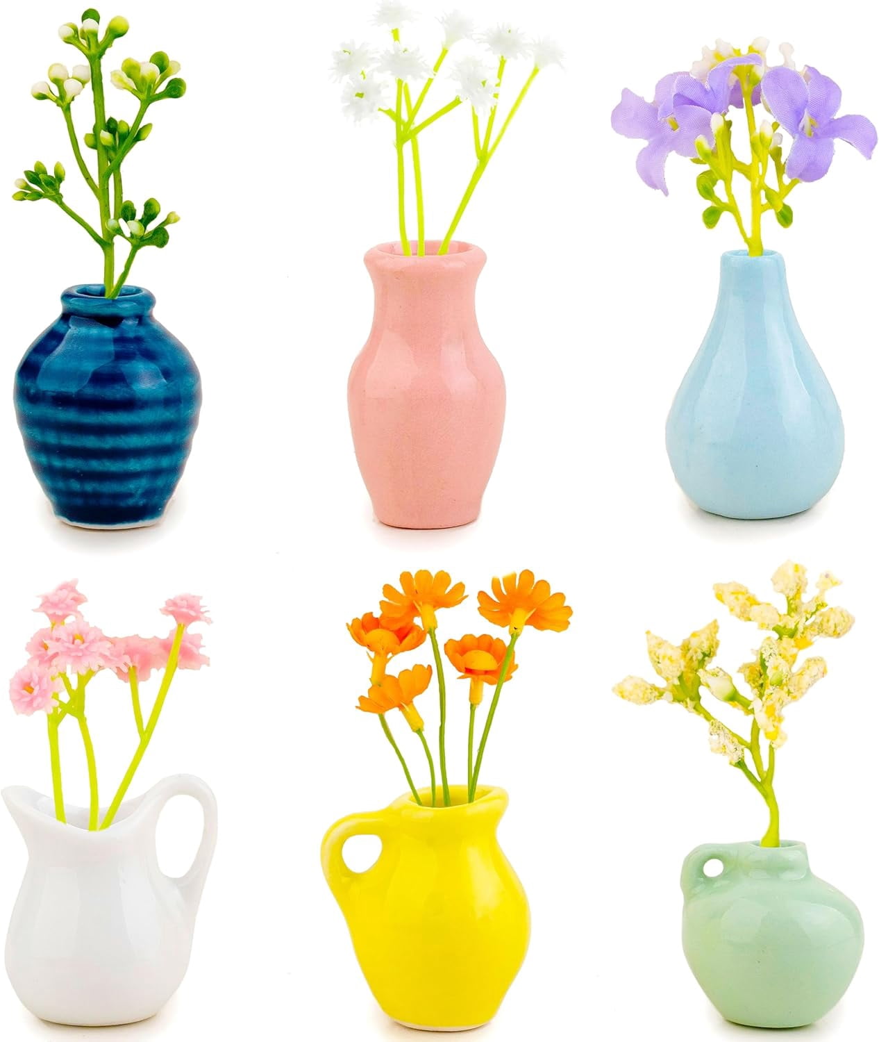 6 Pcs Mini Ceramic Vase Magnets for Fridge, Cute Tiny Magnet Vases for ...