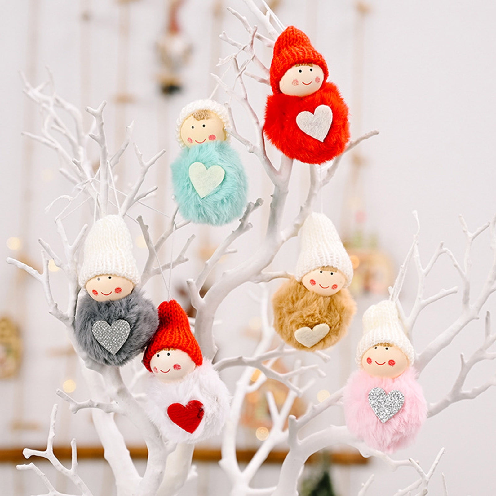 6 Pcs Mini Christmas Ornaments Snowman Stuffed Toy Multicolor Doll Set ...