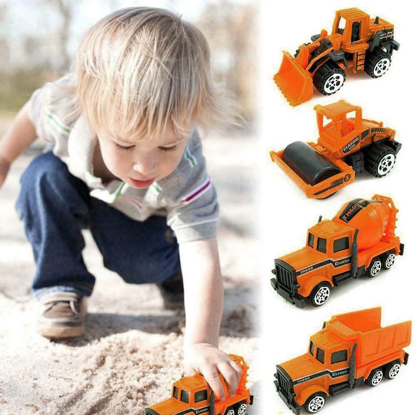 6 Pcs Mini Die Cast Car Set 1/64 Scale Alloy Construction Trucks - Dump ...