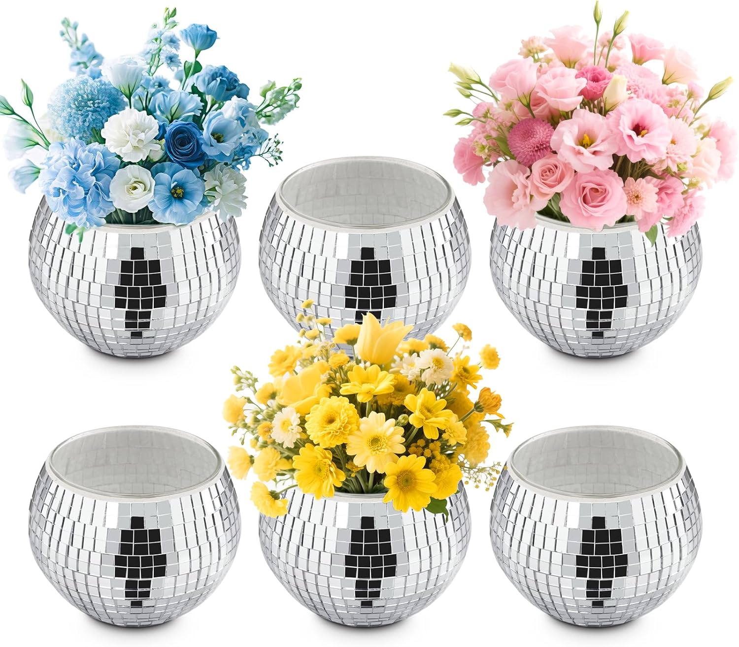 6 Pcs Mini Disco Ball Vases, Mirror Disco Ball Decor for Wedding ...
