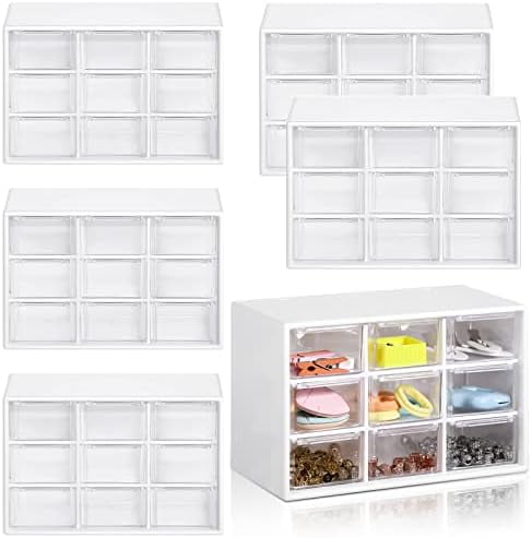 6 Pcs Mini Drawer Organizer Small Organizer with 9 Drawers Plastic ...
