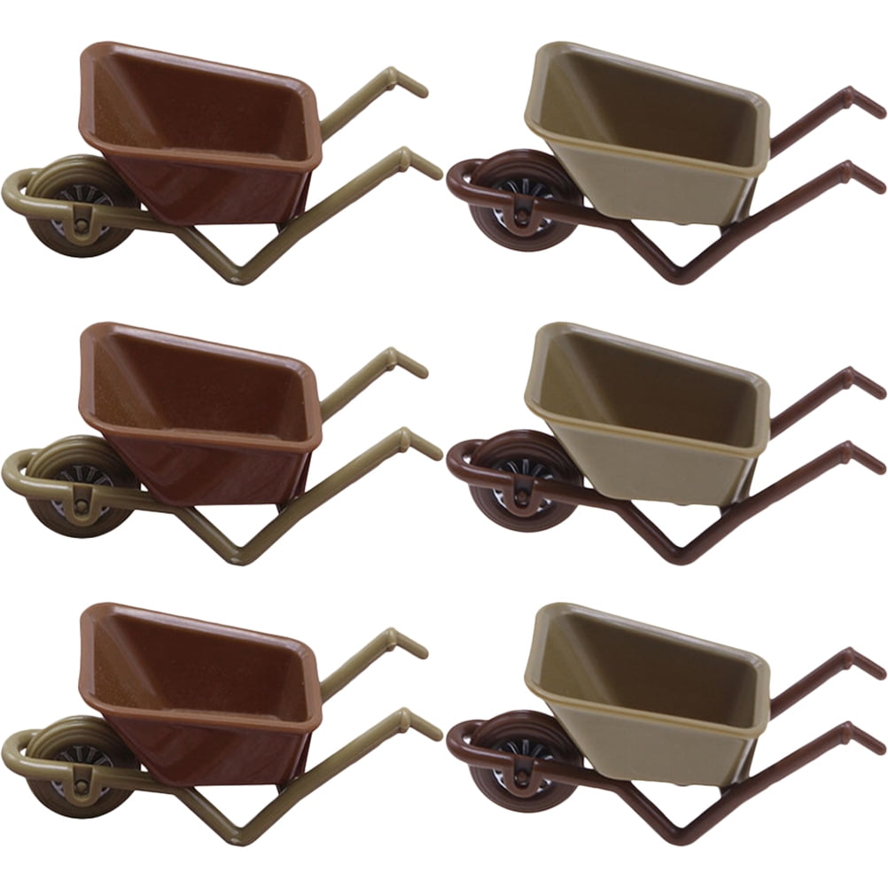6 Pcs Mini Garden Wheelbarrow Plastic Cart Miniature Toy Micro Scene ...