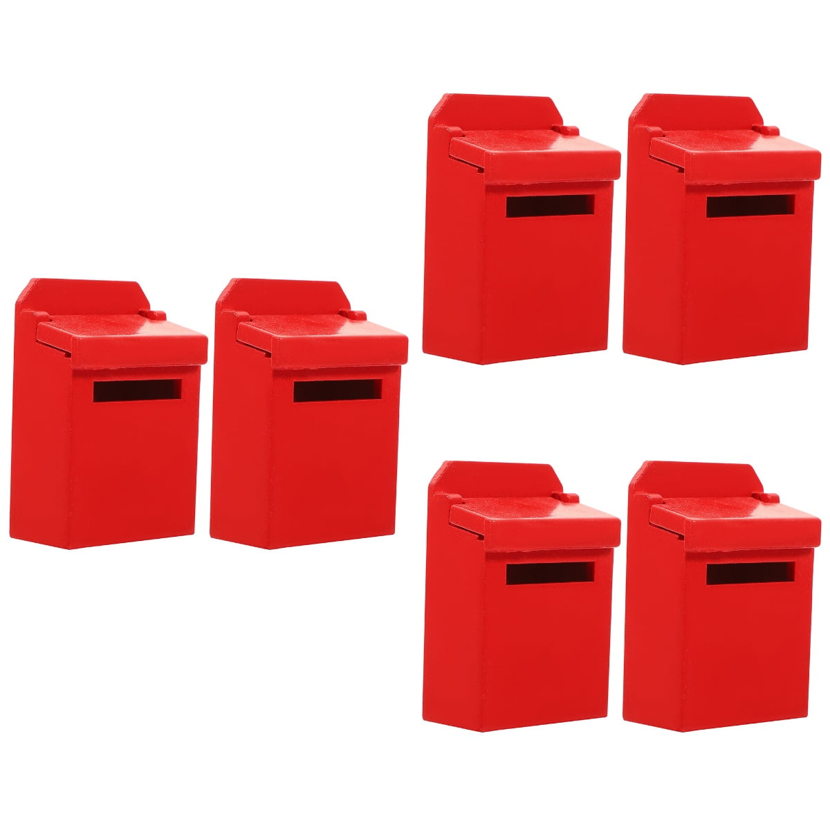 6 Pcs Mini House Mailbox Decor Wooden Mailbox Statue Miniature Mailbox ...