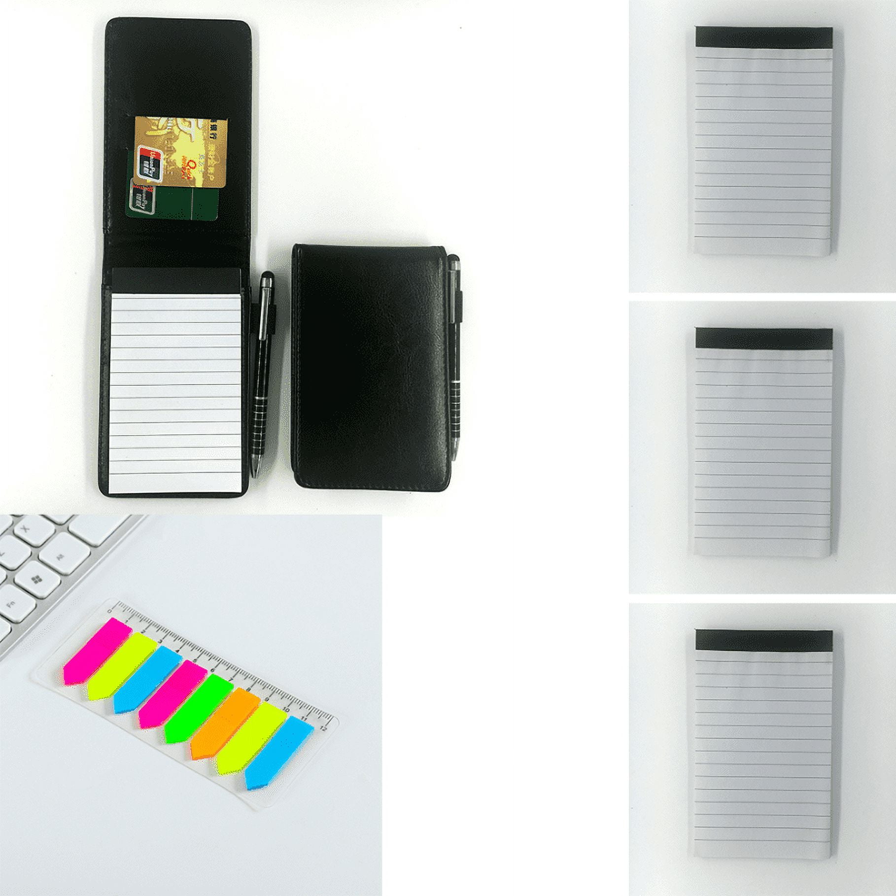 6 Pcs Mini Notepad Set, Included A7 Leather Notebook with Metal Pen, 3 ...