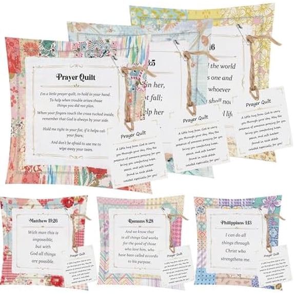 6 Pcs Mini Prayer Quilt with Cross Inside, Colorful Bible Verse Pocket ...