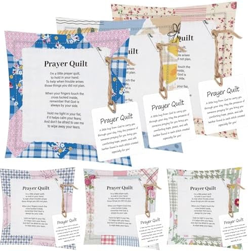 6 Pcs Mini Prayer Quilt with Cross Inside, Portable Scripture Pocket ...