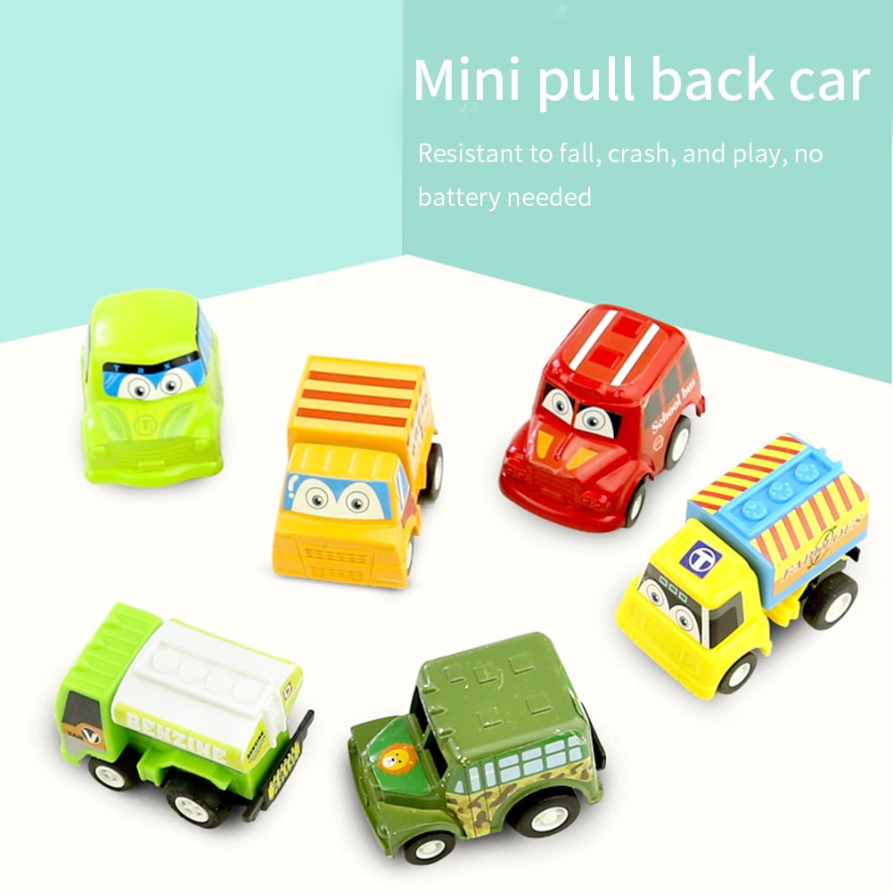 6 Pcs Mini Pull Back Cars Cartoon Friction Powered Car Toys Set for ...