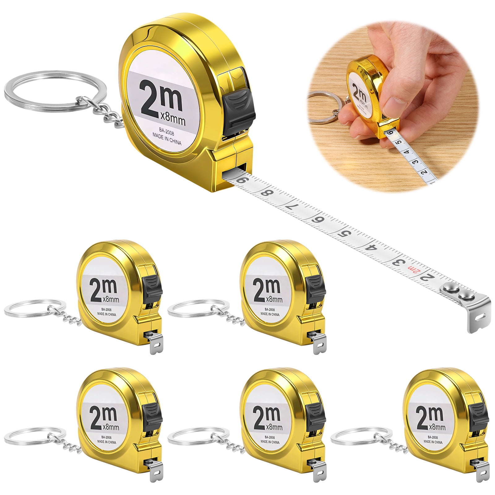 6 Pcs Mini Tape Measure,78.74Inch Retractable Measuring Tape with ...