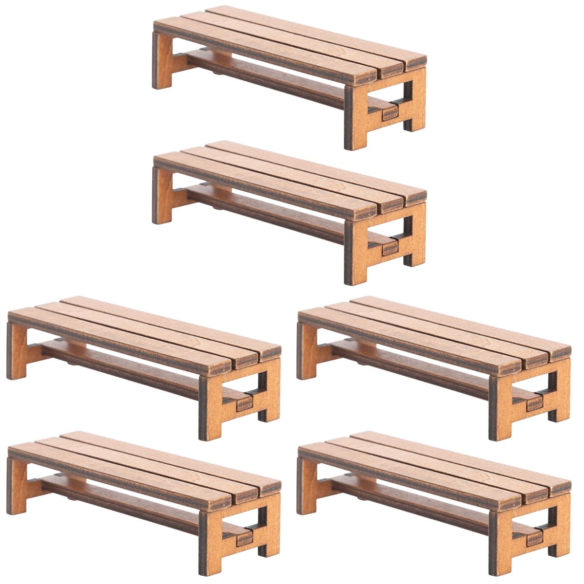 6 Pcs Miniature Doll House Bench Mini Chair Model Park Bench Model Tiny ...