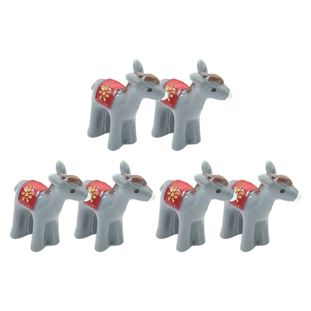 6 Pcs Miniature Donkey Resin Animal Cows Pin The Tail Dark Grey ...