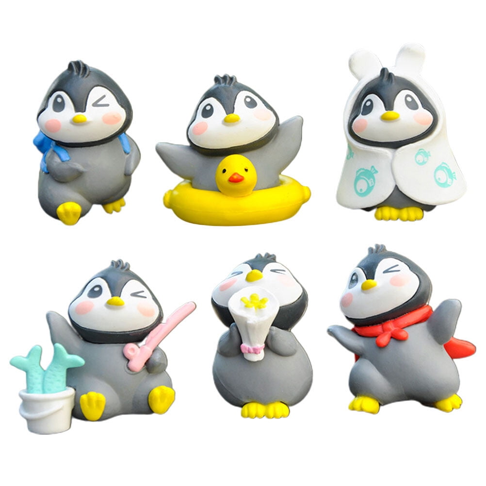6 Pcs Miniature Penguin Decoration Figure Cupcake Toppers Figurines ...